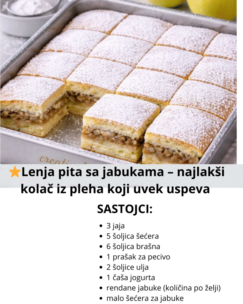 Lenja pita sa jabukama – najlakši kolač iz pleha koji uvek uspeva ...